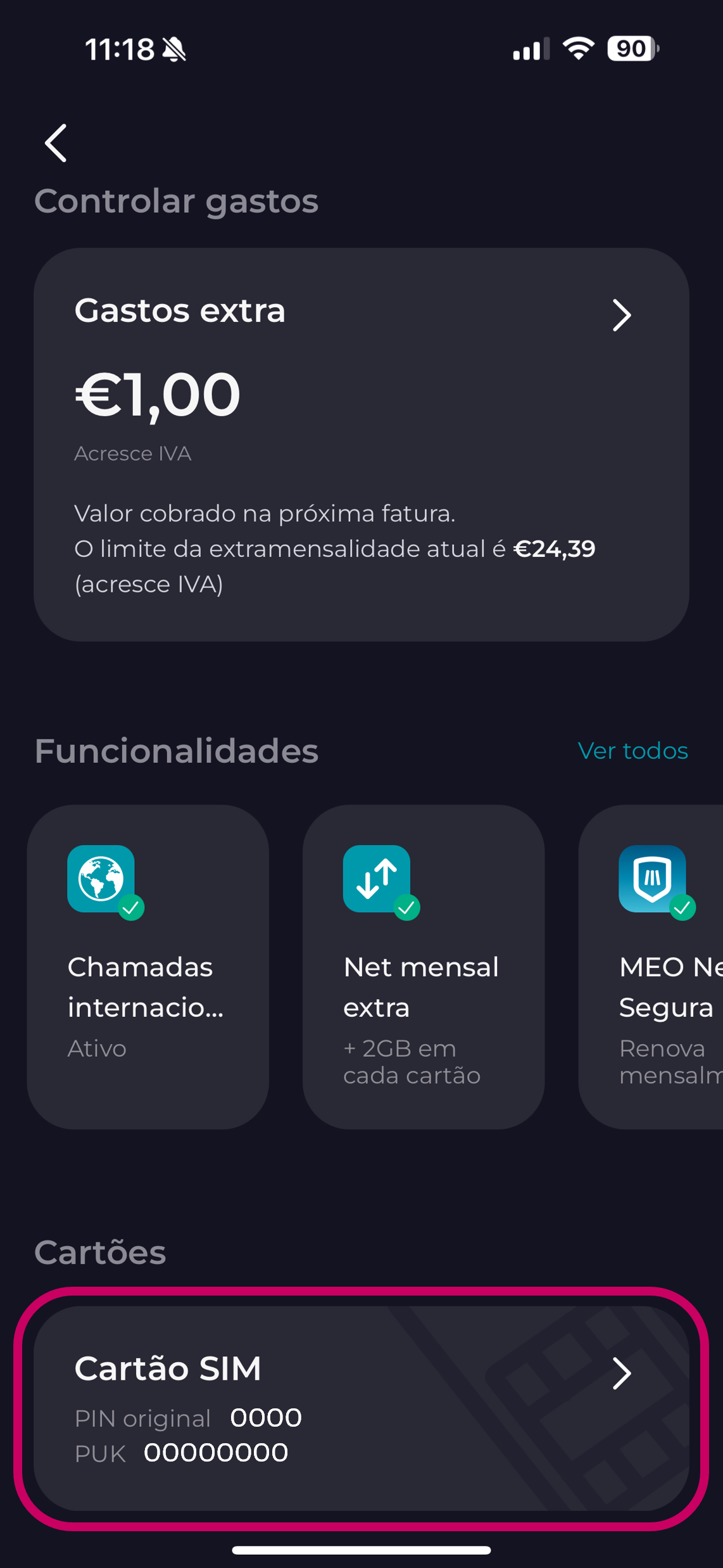 PIN e PUK - Ajuda MEO